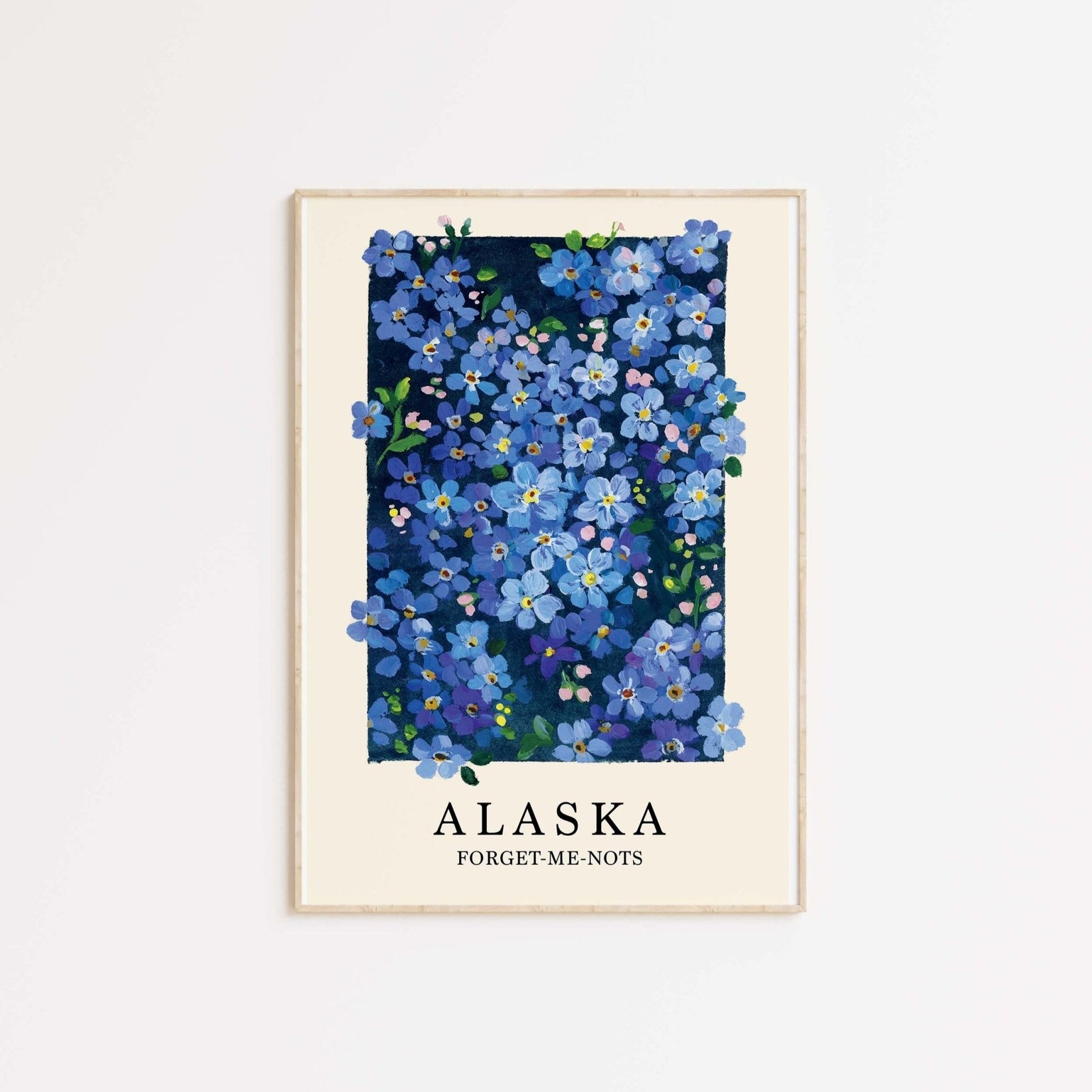 Forget-me-nots- Alaska's State Flower- Gouache art print – Zoe Art Garden