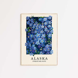 Forget-Me-Not Gouache Art Print – Alaska State Flower Blue Botanical ...
