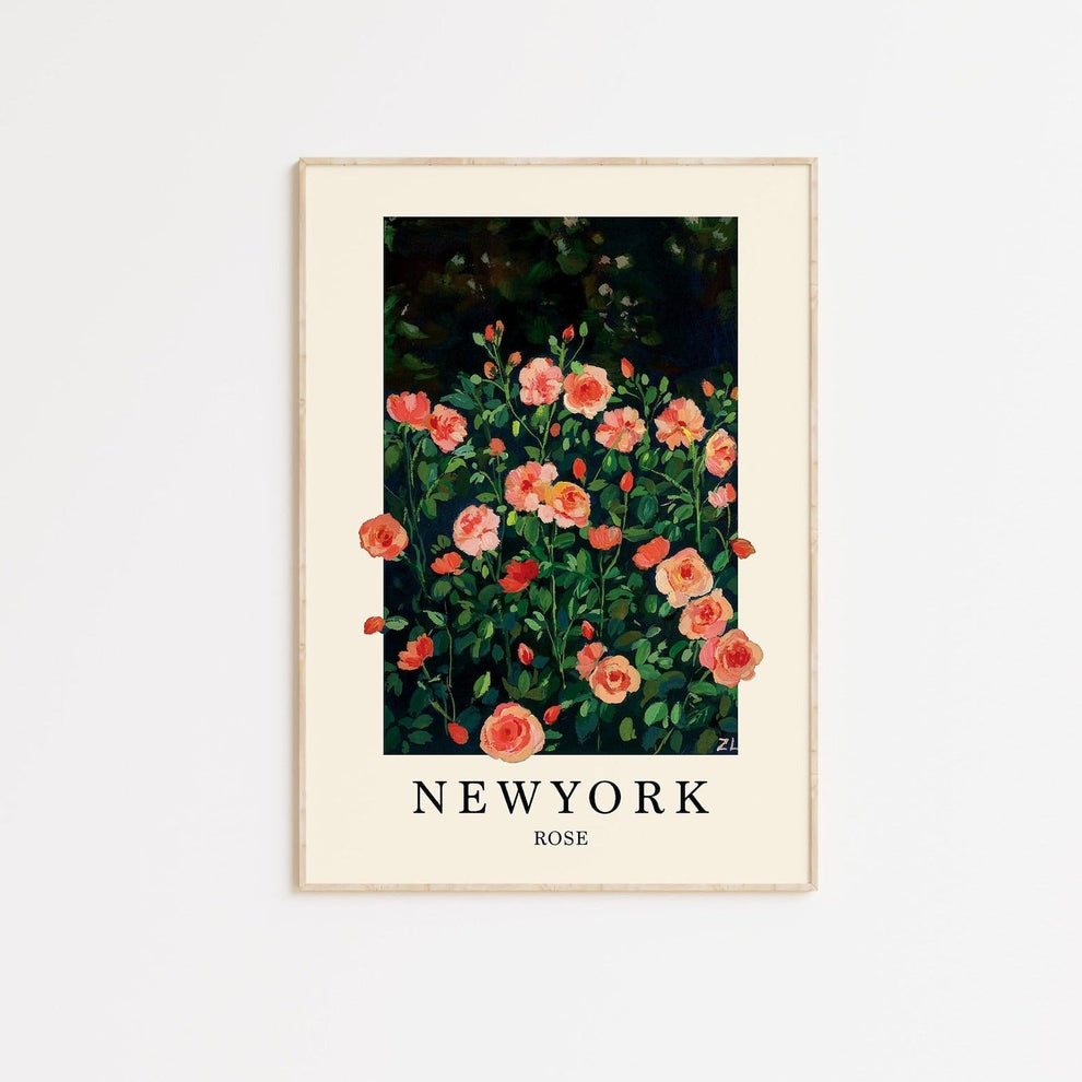 New York State Flower – Rose Gouache Art Print – Zoe Art Garden