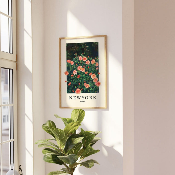 New York State Flower – Rose Gouache Art Print – Zoe Art Garden