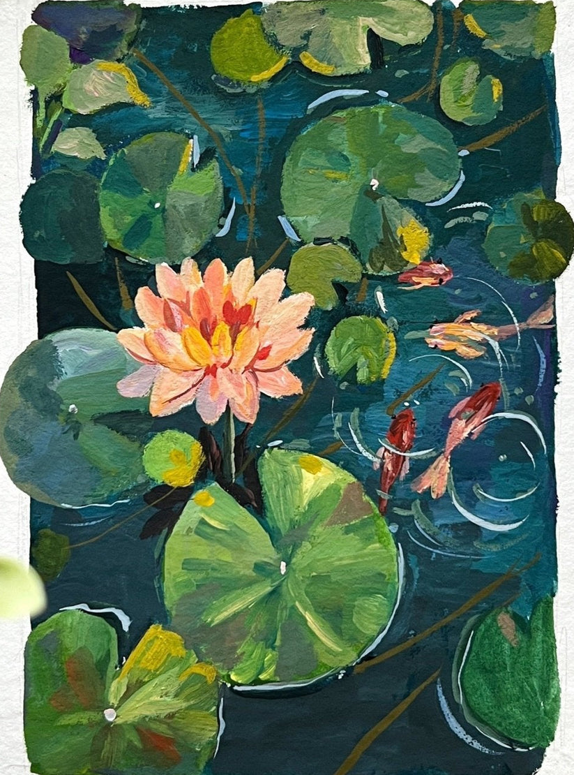 Original Lotus Pond Gouache Painting - Gouache Study – Zoe Art Garden