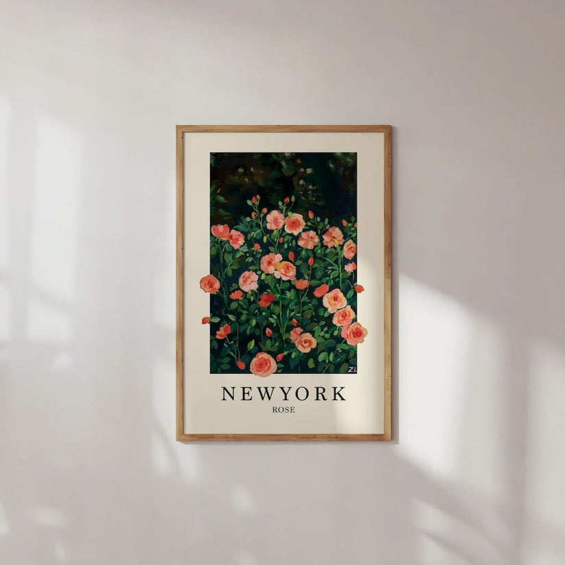 New York State Flower – Rose Gouache Art Print – Zoe Art Garden