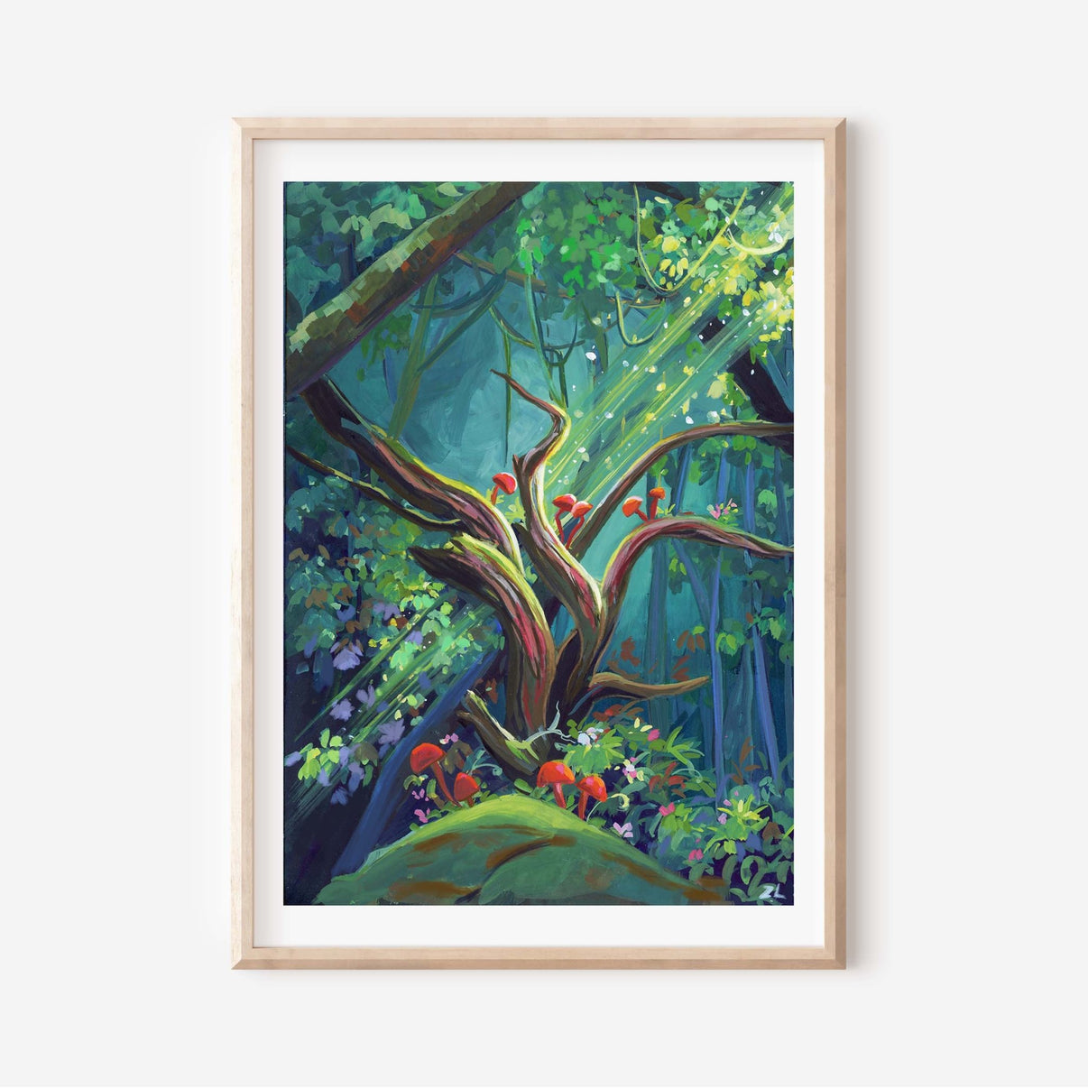 Resilience Oak Tree in the Forest – Gouache Art Print – Zoe Art Garden