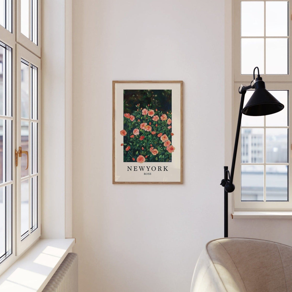 New York State Flower – Rose Gouache Art Print – Zoe Art Garden
